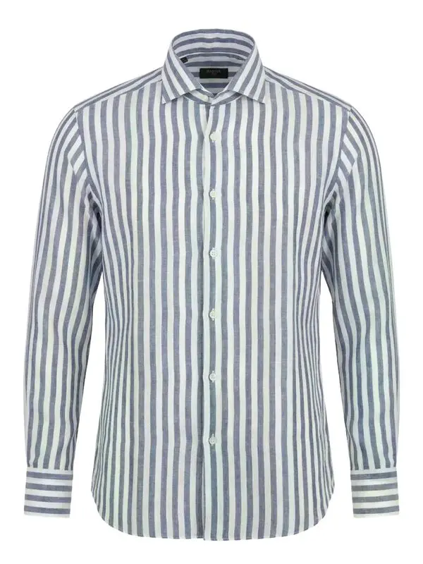 BARBA NAPOLI Striped Cotton Shirt - Blue
