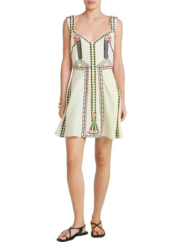 TEMPERLEY LONDON Avalon Embroidered Linen Dress - Neutrals
