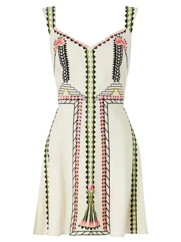 TEMPERLEY LONDON Avalon Embroidered Linen Dress - Neutrals