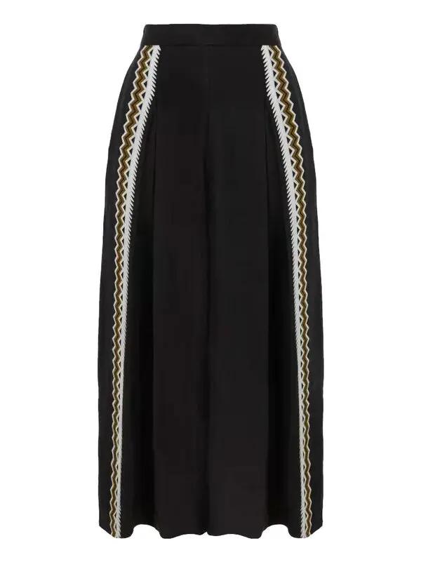 TEMPERLEY LONDON Avalon Embroidered Linen Trousers - Black