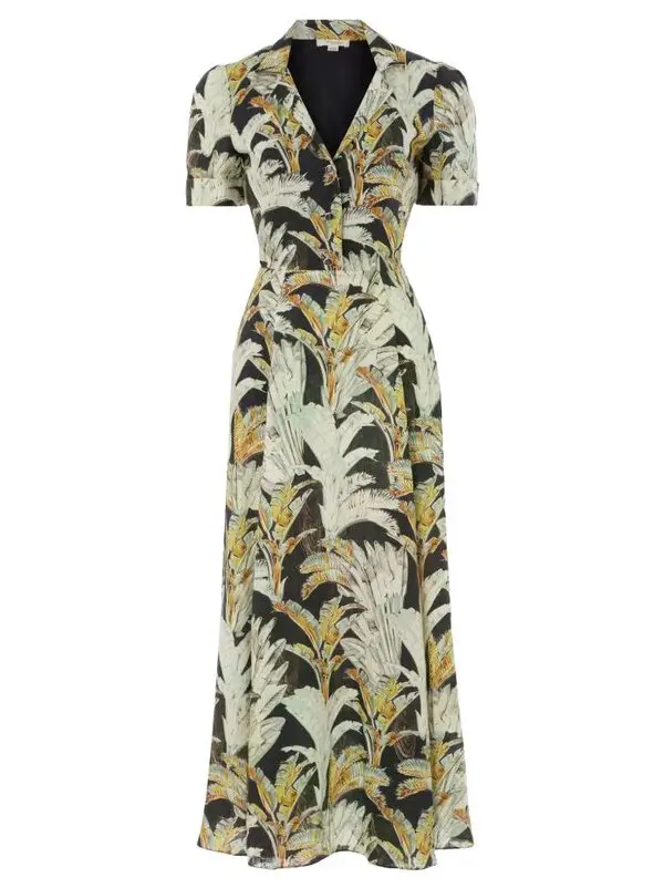 TEMPERLEY LONDON Baxter Palm Leaf-print Dress - Black