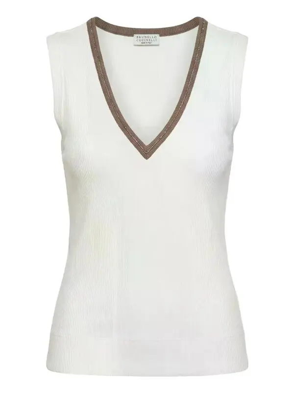 Brunello Cucinelli Ribbed Knit Top - Neutrals