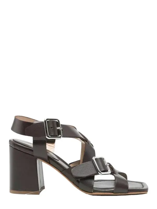 ANNA F. Buckle-strap Heeled Sandals - Brown