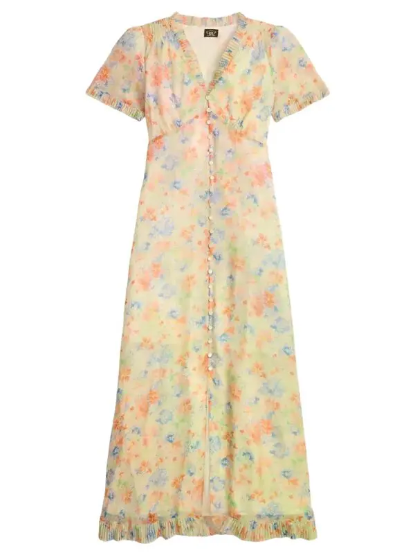 Ralph Lauren Ruffled Floral Print Dress - Neutrals