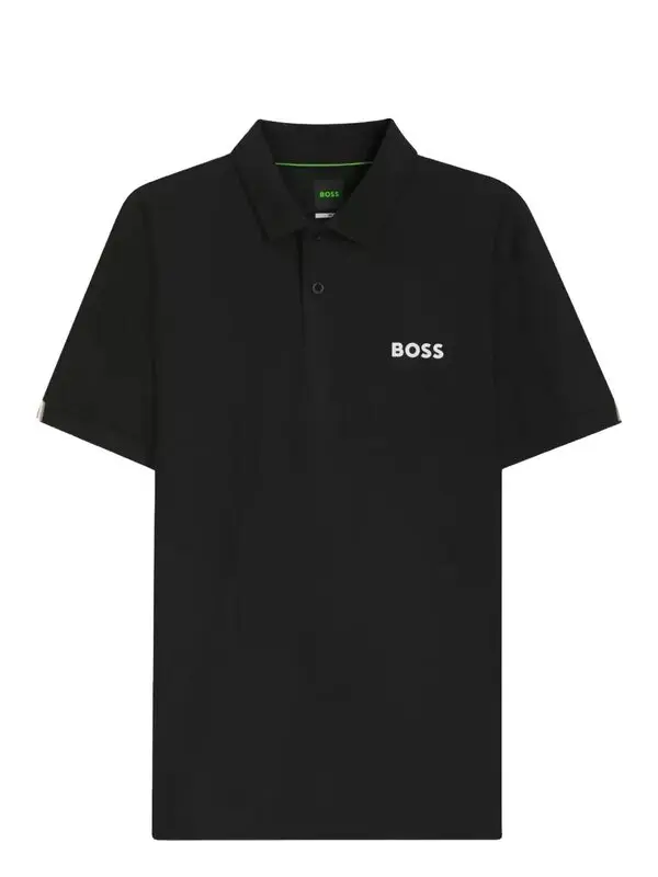 BOSS Active Stripe-jersey Slim-fit Polo Shirt With Four-way Stretch - Black