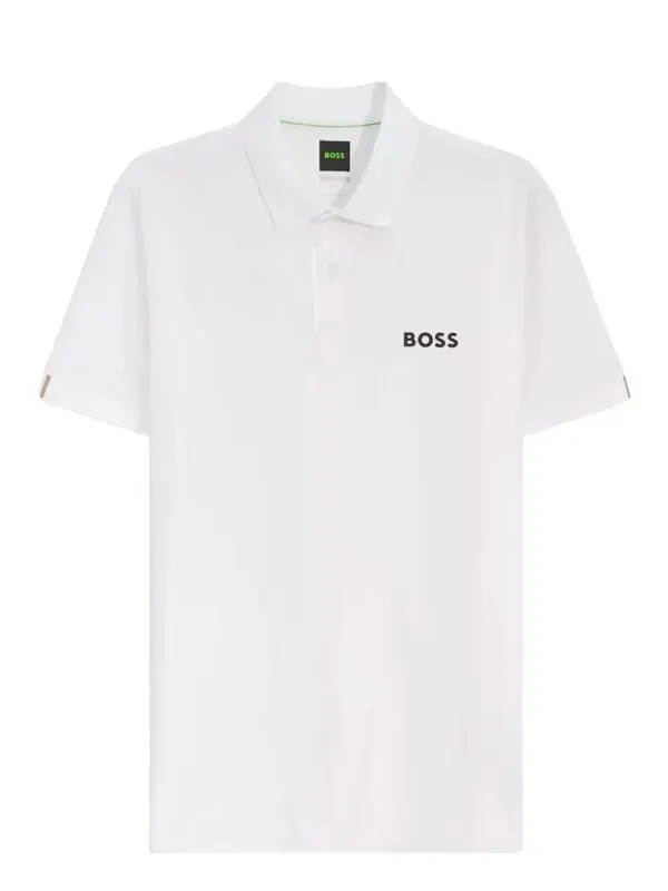 BOSS Active Stripe-jersey Slim-fit Polo Shirt With Four-way Stretch - White