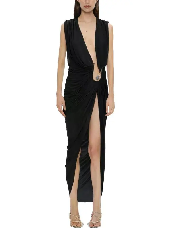 Christopher Esber Ruched Stone-embellished Dress - Black