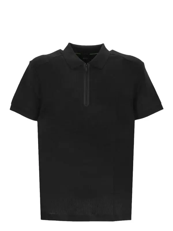 BOSS Zip-fastening Mesh Polo Shirt - Black