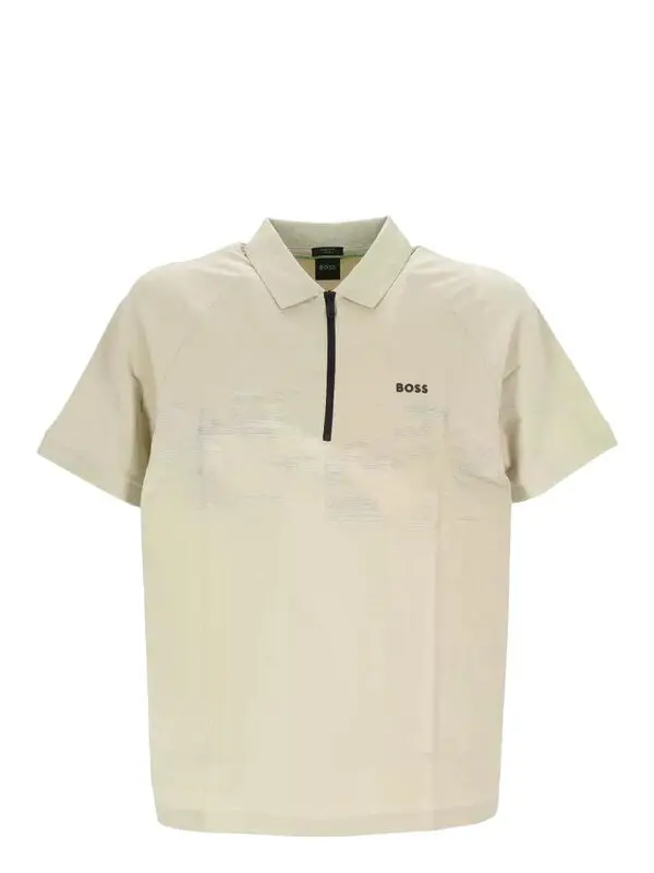 BOSS Textured Raglan-sleeve Polo Shirt - Neutrals