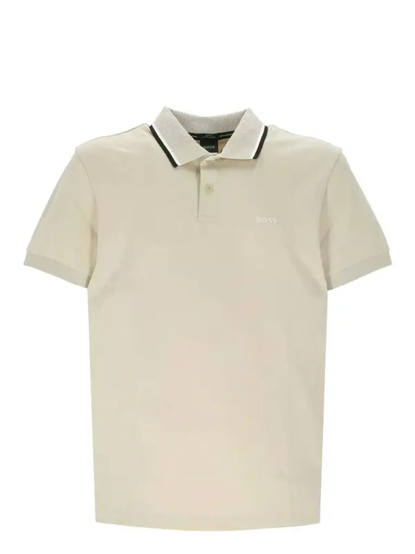 BOSS Logo-print Tipped Polo Shirt - Neutrals