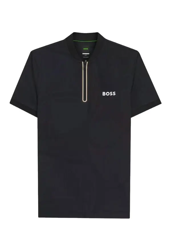 BOSS Bodymapping-jersey Slim-fit Polo Shirt With Zip Neck - Black