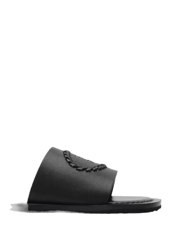 Burberry Leather Slides - Black
