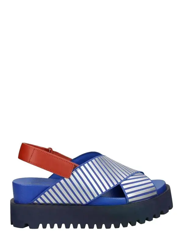 United Nude Rico X Striped Crossover-strap Sandals - Blue