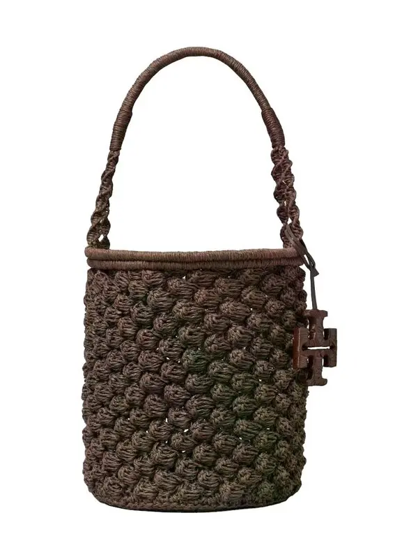 Tory Burch Ella Hand-crocheted Popcorn Bucket Bag - Brown