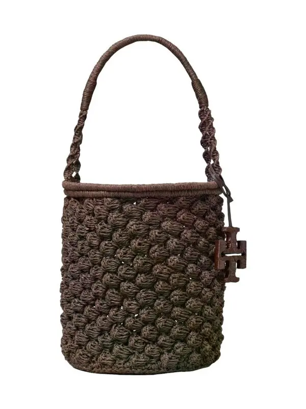 Tory Burch Ella Hand-crocheted Popcorn Bucket Bag - Brown