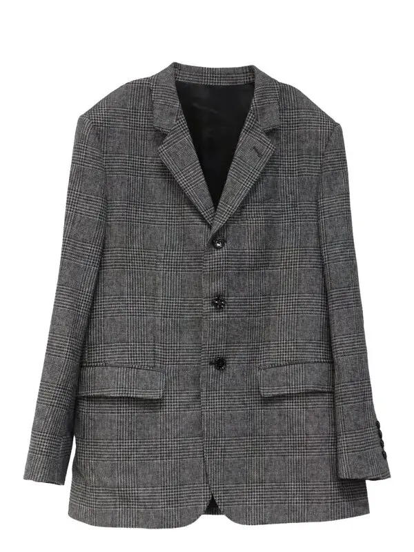 Celine Houndstooth Wool Blazer - Grey
