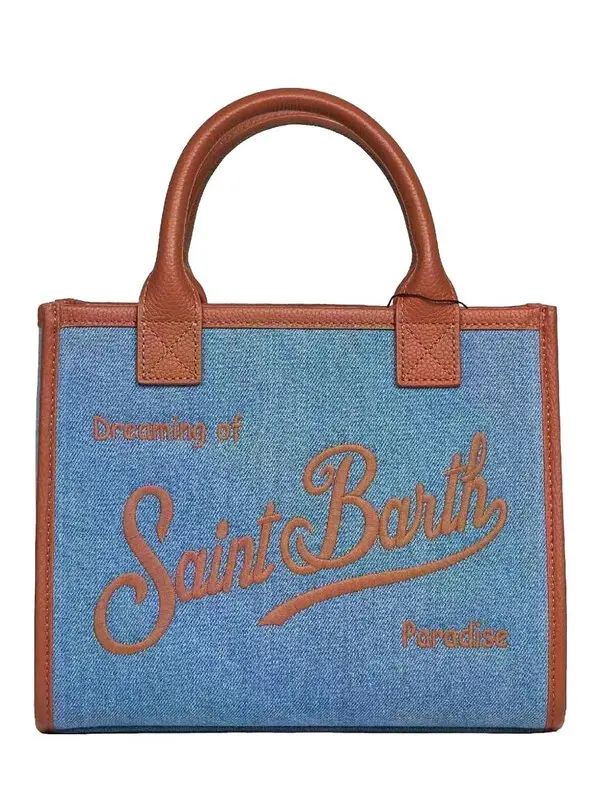 MC2 SAINT BARTH Midi Logo-embroidered Denim Tote Bag - Blue