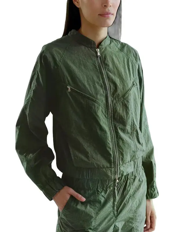 MINIMUM Sofiya Crinkled Zip-up Bomber Jacket - Green