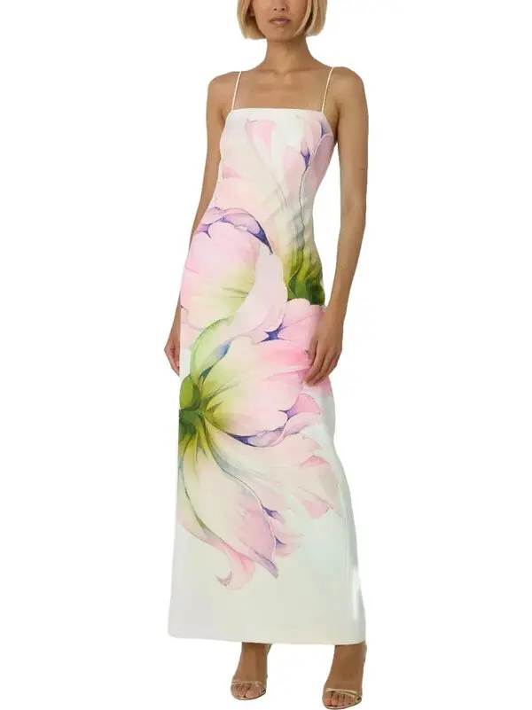 TOCCIN Floral-print Sleeveless Maxi Dress - White