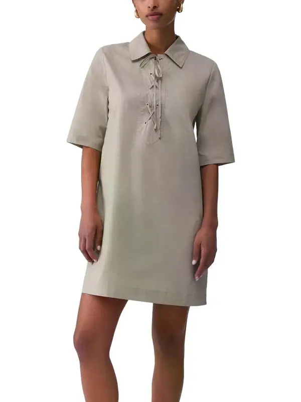 Liu Jo Lace-up Cotton Dress - Neutrals
