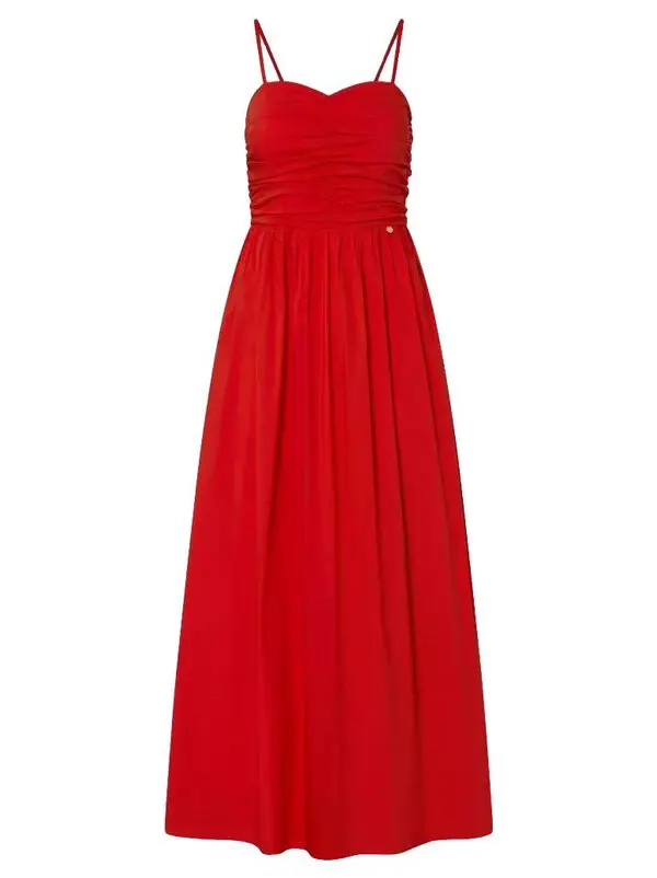 Liu Jo Gathered Poplin Dress - Red