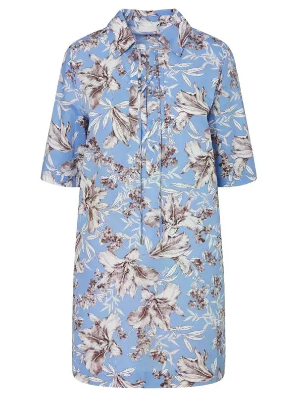 Liu Jo Floral-print Lace-up Dress - Blue