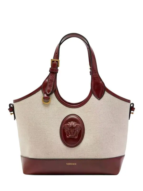 Versace Medusa Plaque Canvas Tote - Neutrals