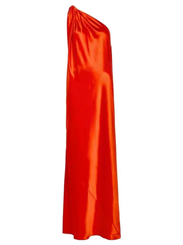 DELOS Nova One-shoulder Silk Dress - Orange
