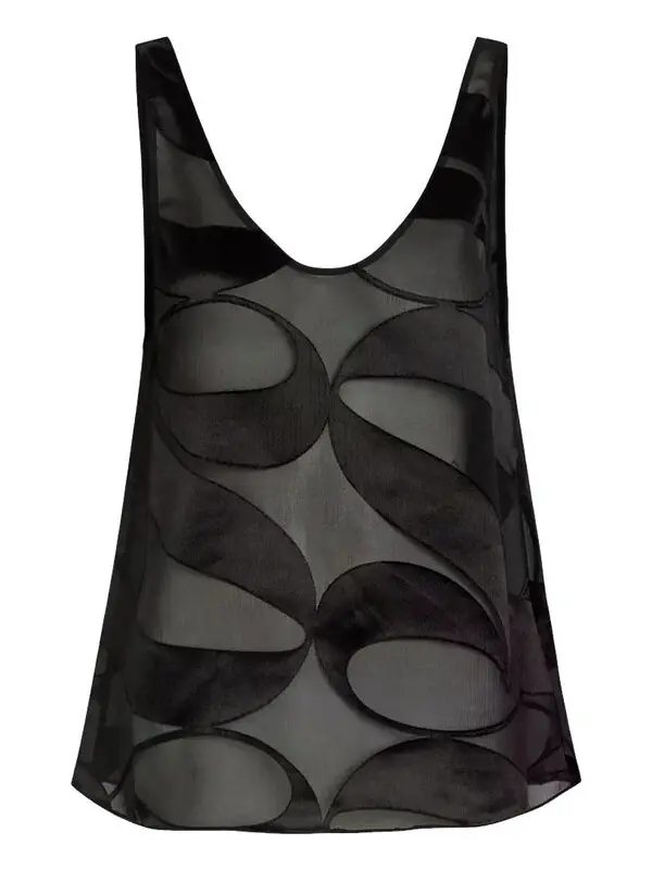 DELOS Mira Velvet-devoré Sheer Top - Black