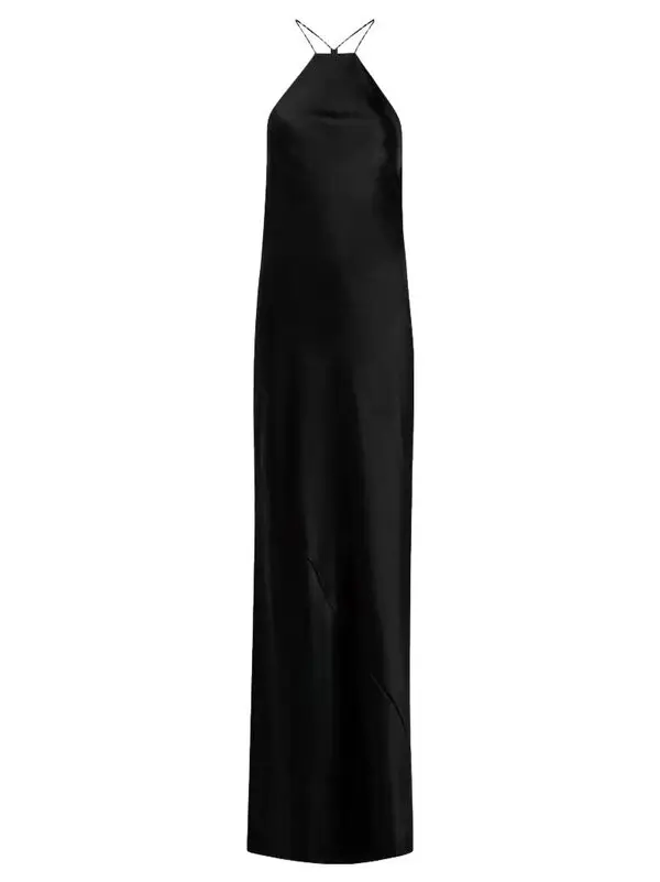 DELOS Halterneck Satin Maxi Dress - Black