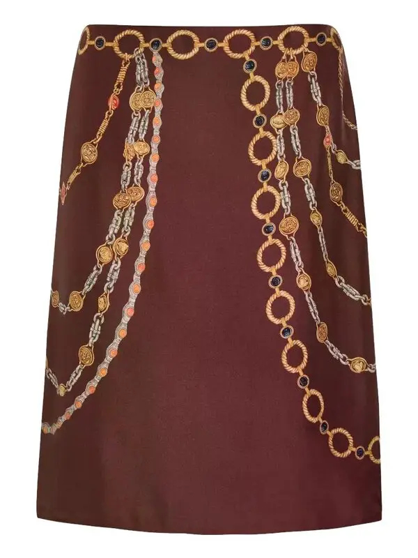 Versace Chain-print Medusa Head Skirt - Brown