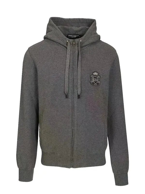 Dolce & Gabbana Logo-patch Zip-up Hoodie - Grey