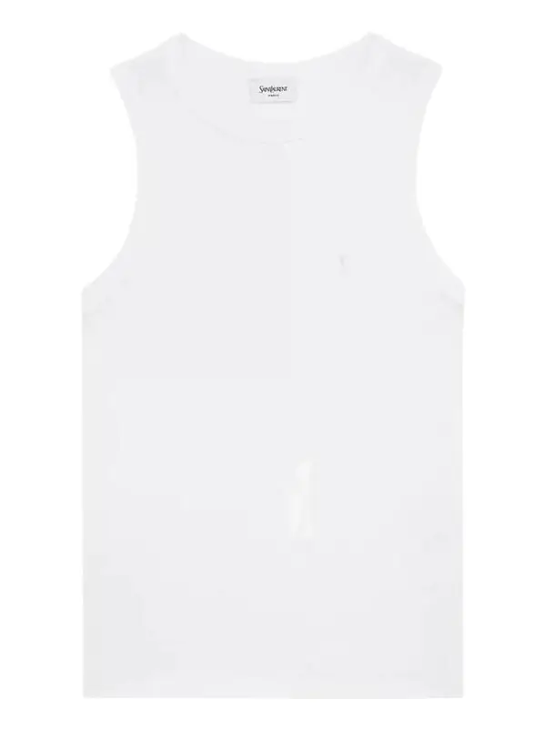 Saint Laurent Cassandre Embroidered Top - White