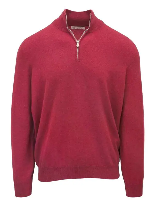 Brunello Cucinelli Zip-collar Sweatshirt - Red