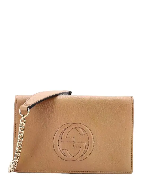 Gucci Soho Wallet On Chain Leather Crossbody Bag - Neutrals