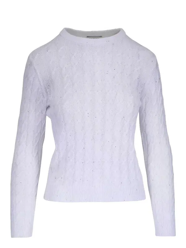 Kinross Cashmere Cable-knit Embellished Sweater - White