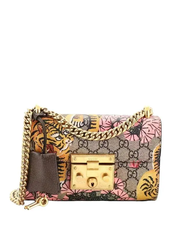 Gucci Padlock Bengal Print Gg Coated Canvas Shoulder Bag - Brown