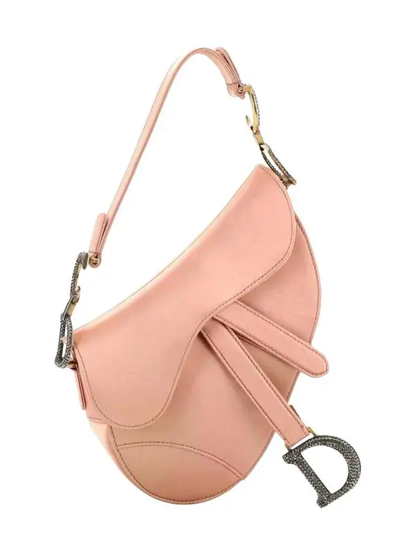 Dior Saddle Handbag Satin With Crystals Mini Shoulder Bag - Pink