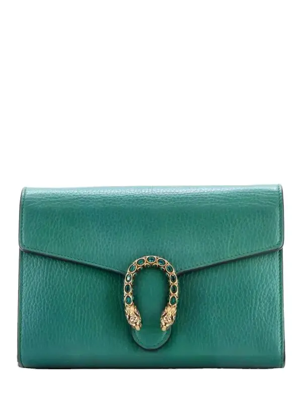 Gucci Dionysus Chain Wallet Leather Embellished Small - Green