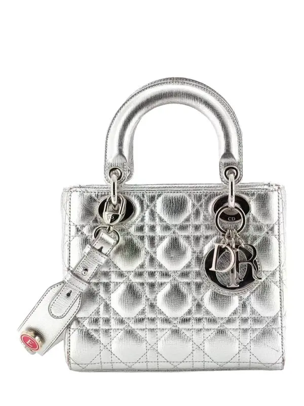 Dior My Abcdior Lady Shoulder Bag Metallic Cannage Quilt Leather - Silver