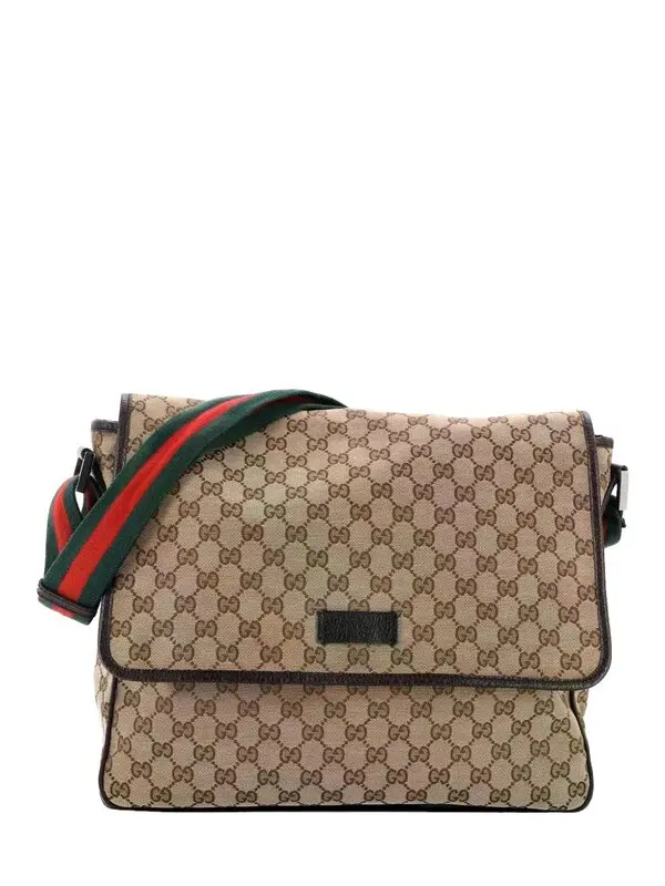 Gucci Gg Canvas Web Strap Medium Messenger Bag - Brown