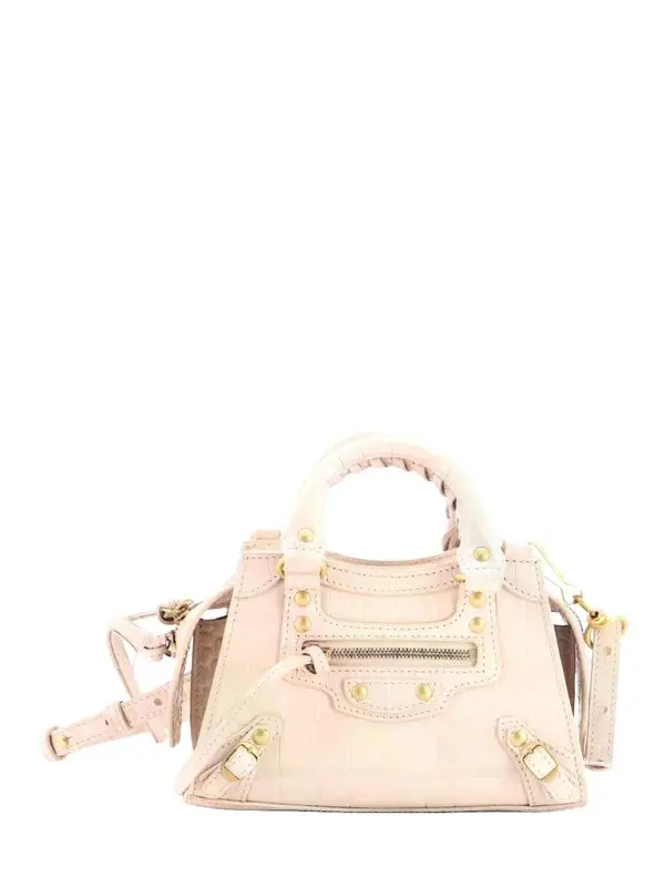 Balenciaga Neo Classic City Nano Crossbody Bag Crocodile Embossed Leather - Neutrals
