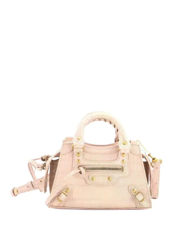 Balenciaga Neo Classic City Nano Crossbody Bag Crocodile Embossed Leather - Neutrals