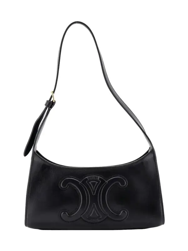 Celine Cuir Triomphe Leather Shoulder Bag - Black