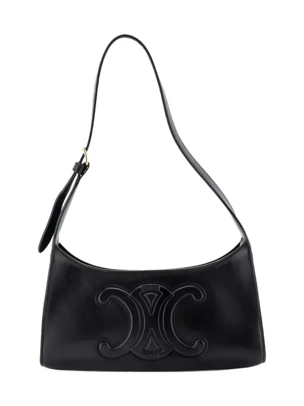 Celine Cuir Triomphe Leather Shoulder Bag - Black