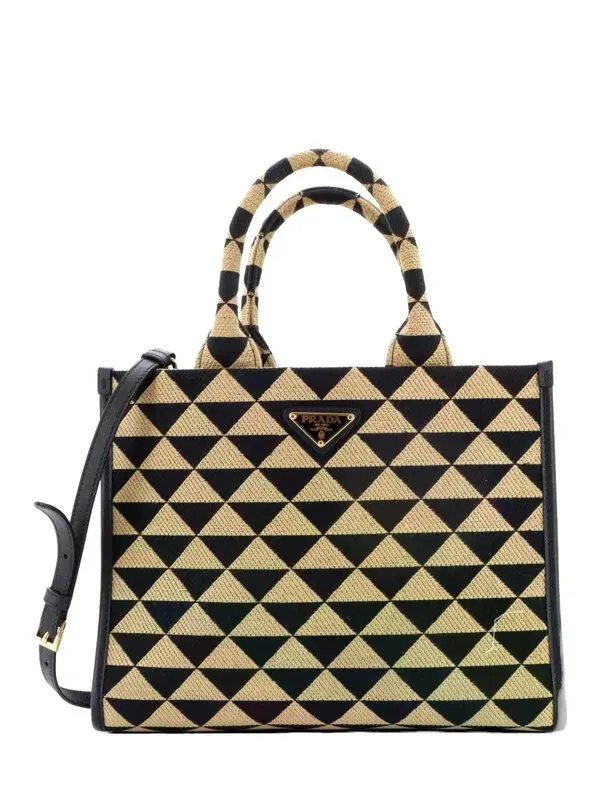 Prada Symbole Jacquard Small Tote Bag - Black