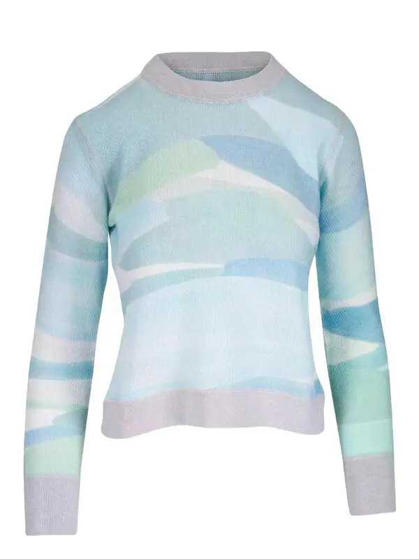 Kinross Cashmere Landscape-intarsia Jumper - Blue