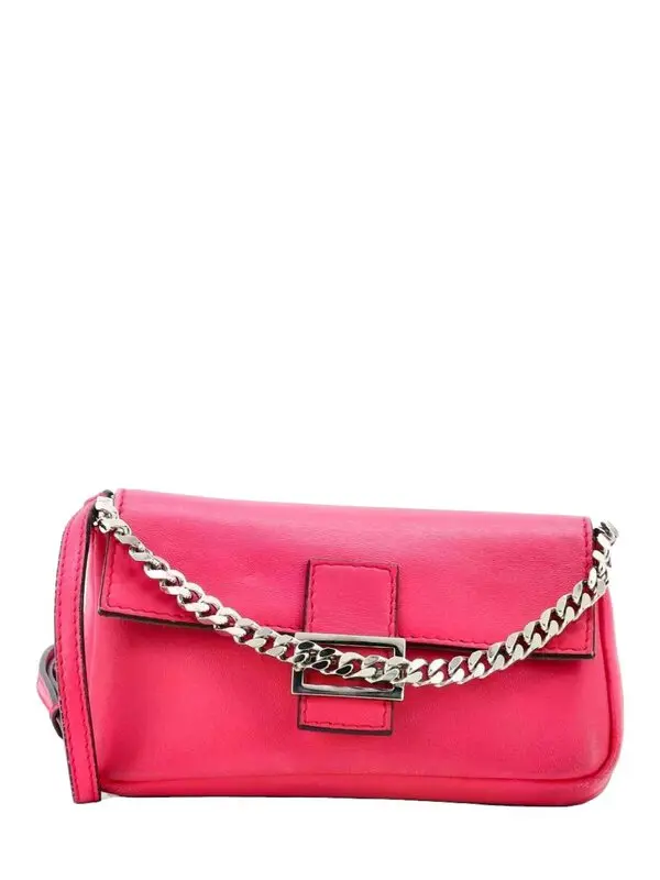 Fendi Baguette Leather Micro Crossbody Bag - Pink