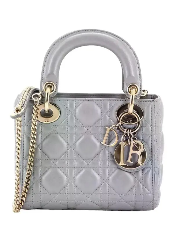 Dior Lady Chain Bag Cannage Quilt Lambskin Mini Satchel - Grey