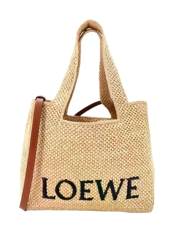 Loewe Paula's Ibiza Logo Raffia Large Tote Bag - Neutrals